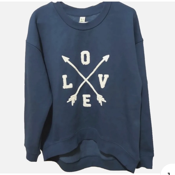 GreenTea | Tops | Green Tea Womens Denim Teal Love Arrows Long Sleeve ...